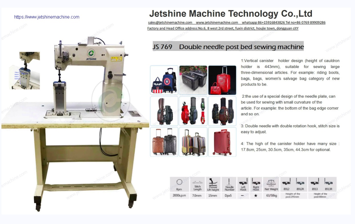 Double needle post bed heavy duty sewing machine